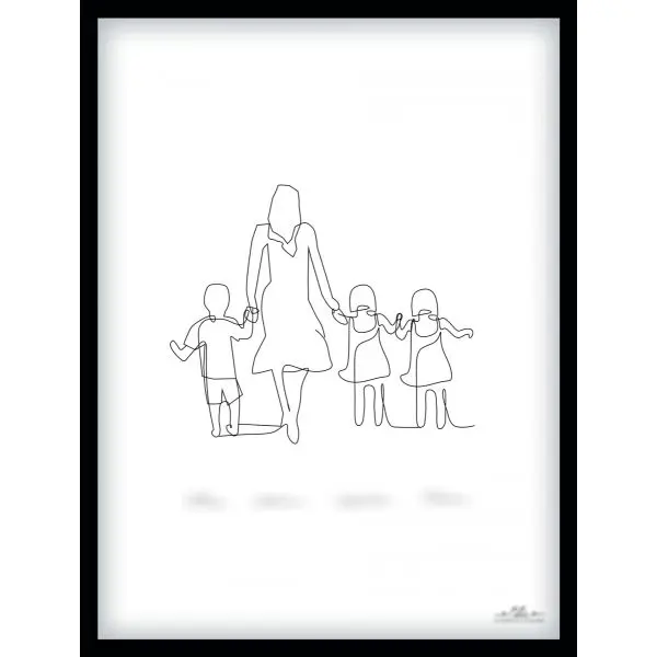 Poster – Mutter mit 3 Kindern / 2 Töchter und Sohn / Personalisiert